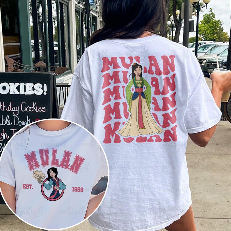 Disney Mulan Characters 2 Sided Shirt, Mulan Li Shang Mushu Crikee ...