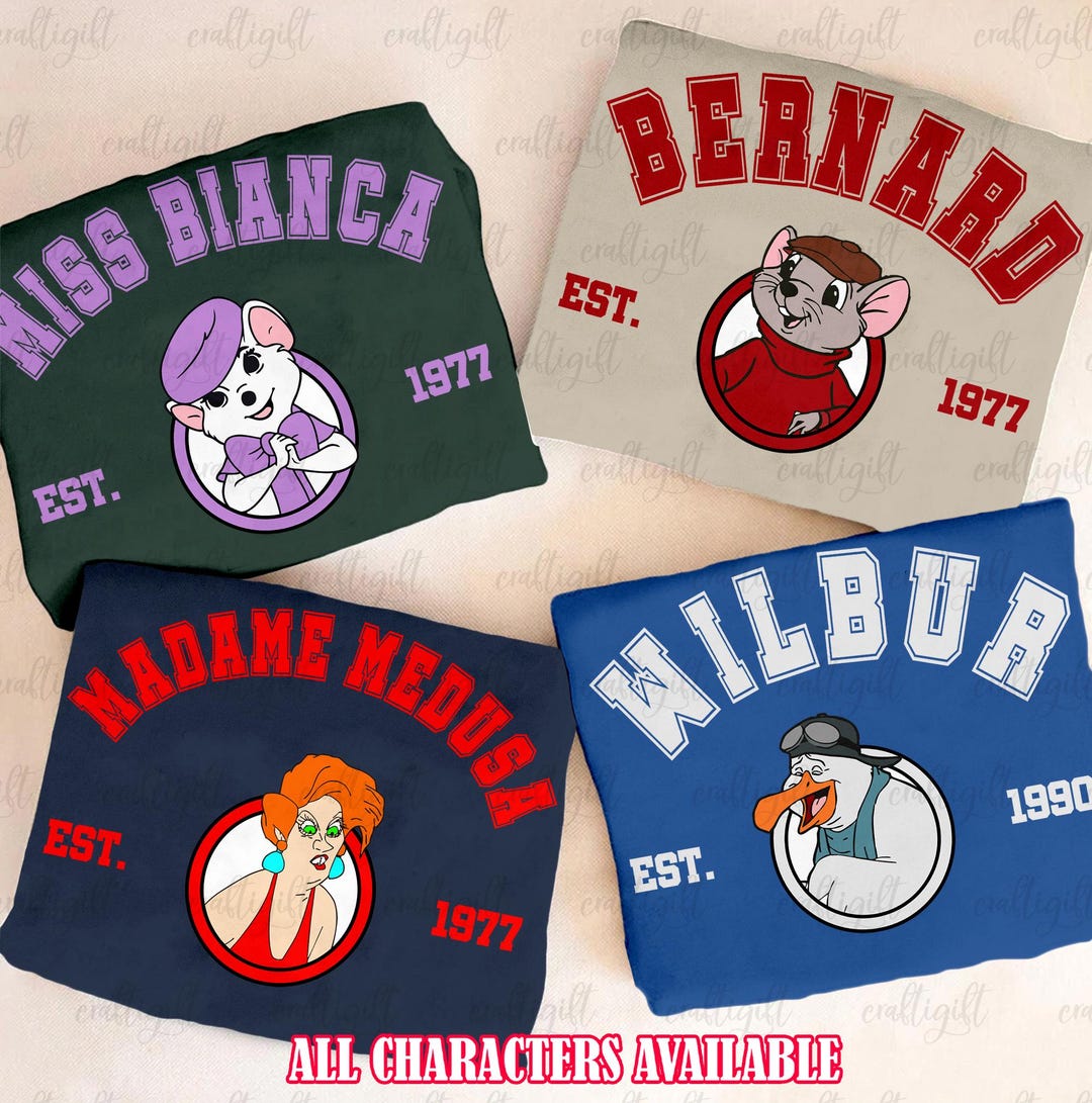 Disney Mouse Rescuers Characters Shirt, Bianca Bernard Wilbur Shirt ...