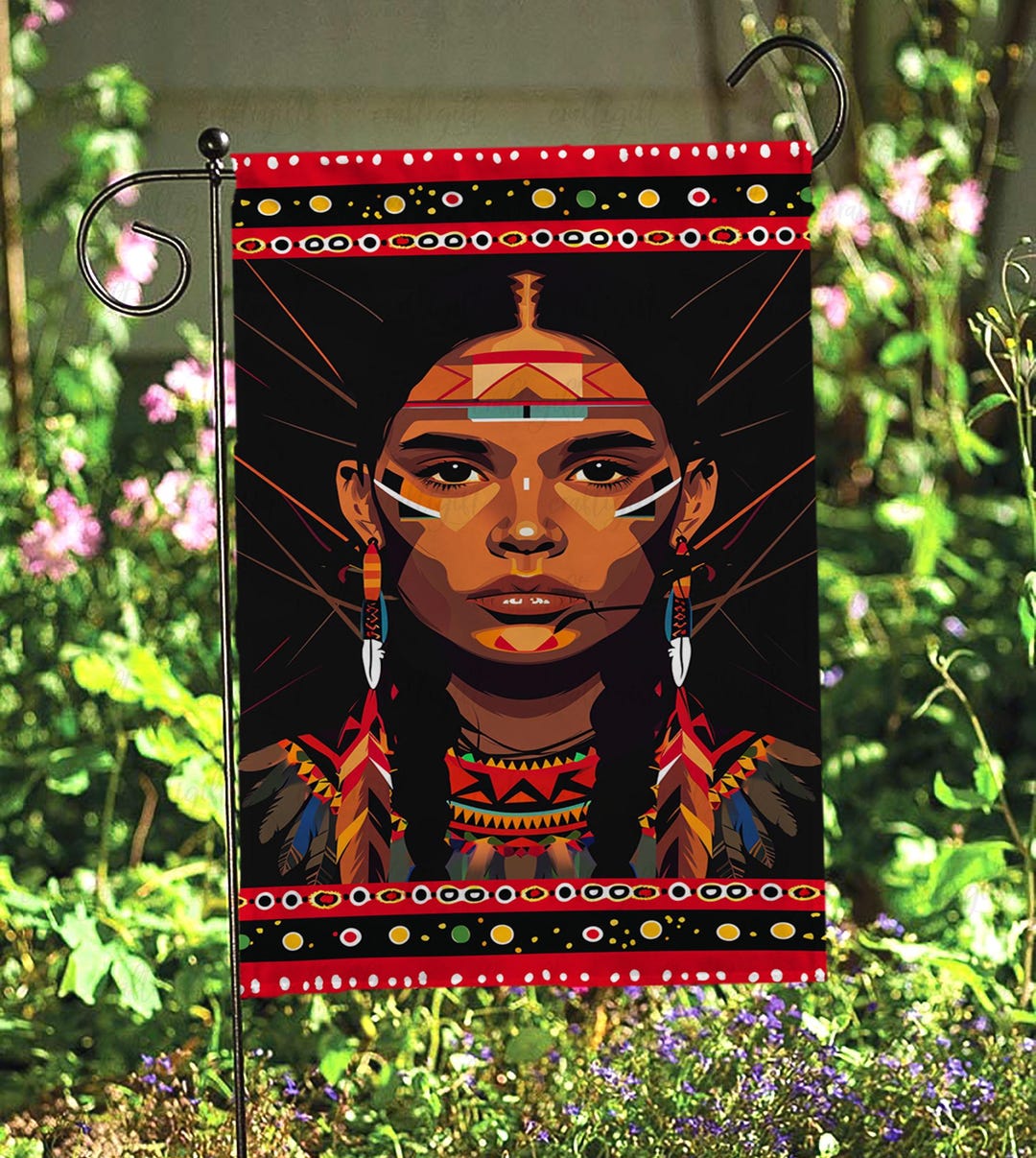 Strong Female Warrior Inspiring Flag, Cherokee Indian Red Woman Garden ...
