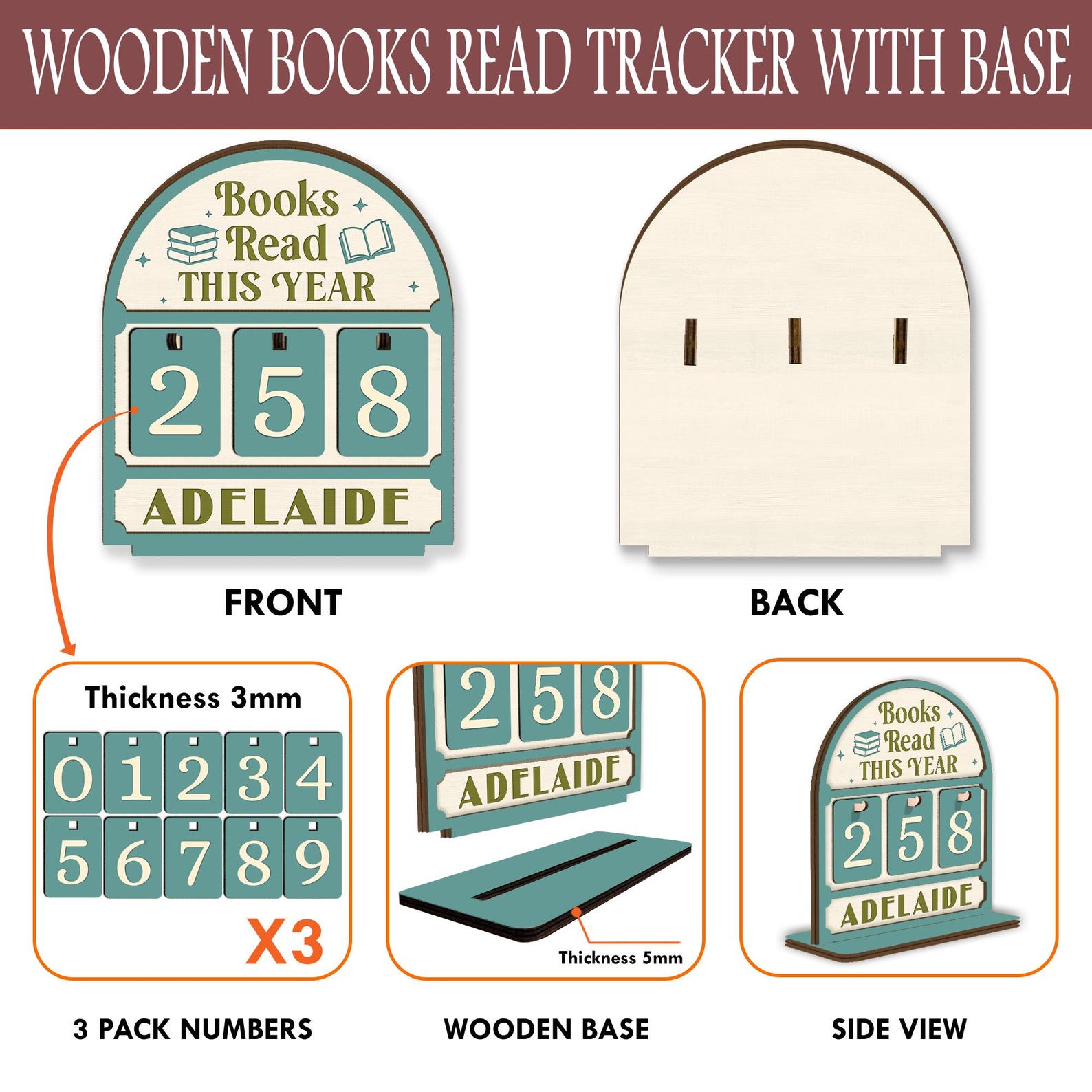 Custom Light Academic Book Tracker, Victorian Wooden Book Read Counter ...