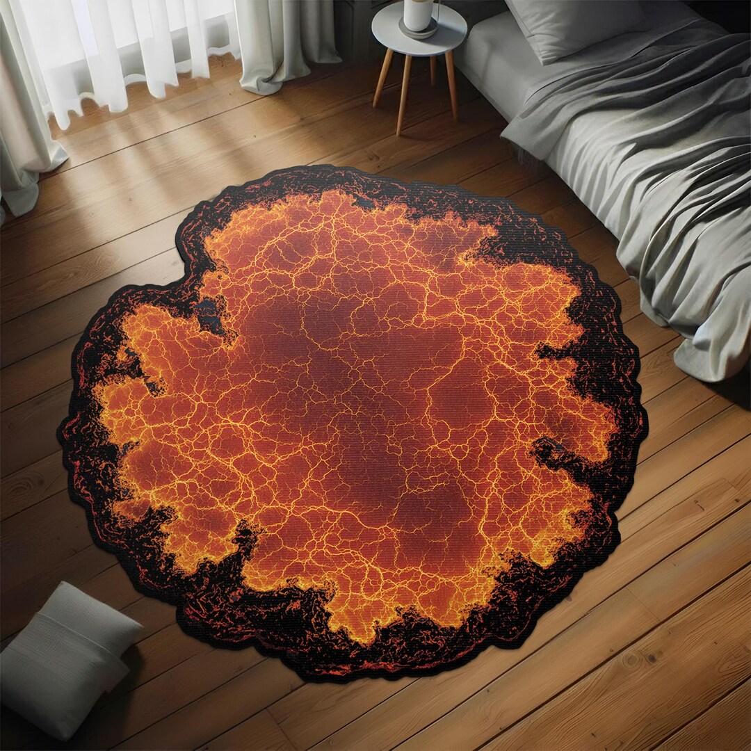 3D Printed Lava Volcano Crack Rug, Hot Lava Explosion Area Carpet ...