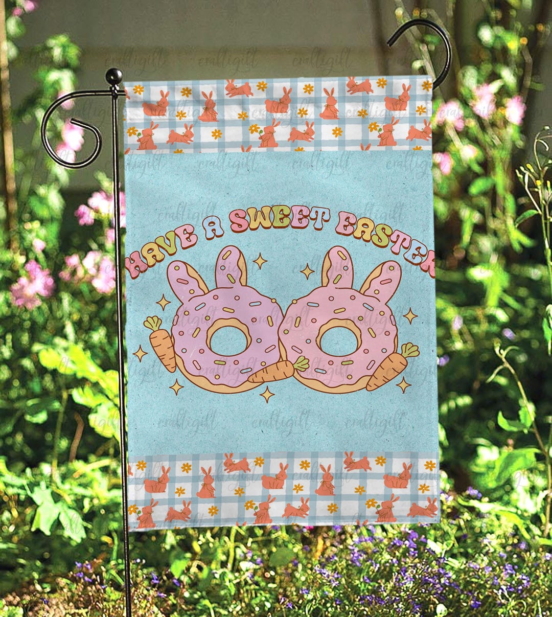 Retro Sweet Easter Donut Flag, Cake Lovers Easter Flag, Bunny Donuts ...