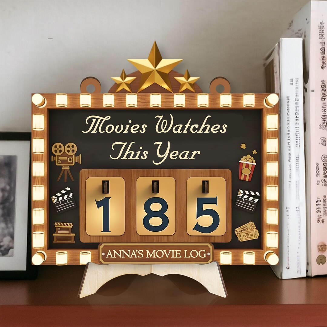 Custom Movies Watched This Year Counter, Cozy Cinema Tracker Sign ...