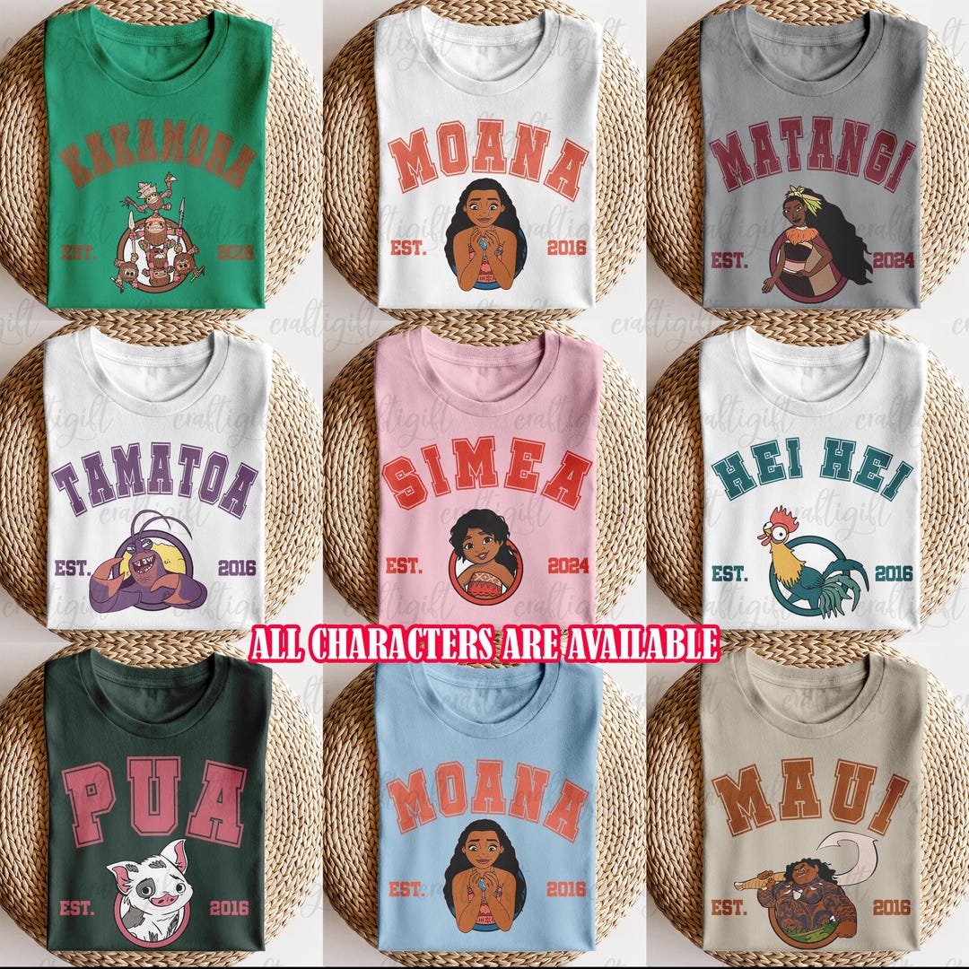 Disney Moana Characters Shirt, Moana Princess Group Shirt, Hei Hei ...