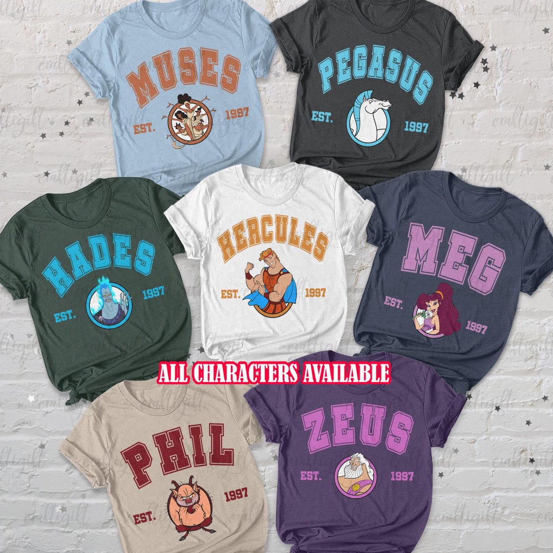 Retro Hercules Characters Disney Shirt, Megara Hercules Couple Shirt ...