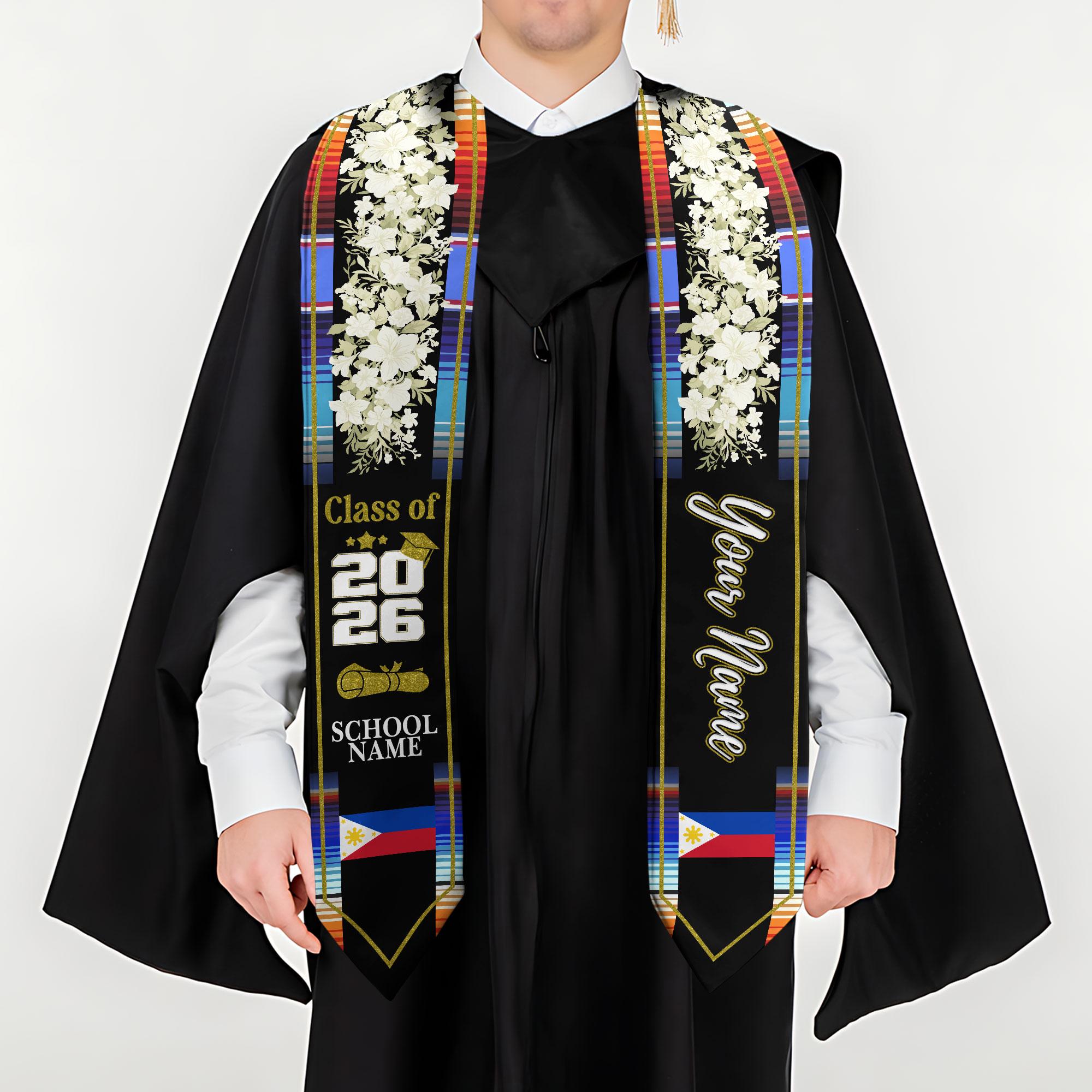 Filipino and USA Personalized Graduation Stole, Mixed Country Flags ...