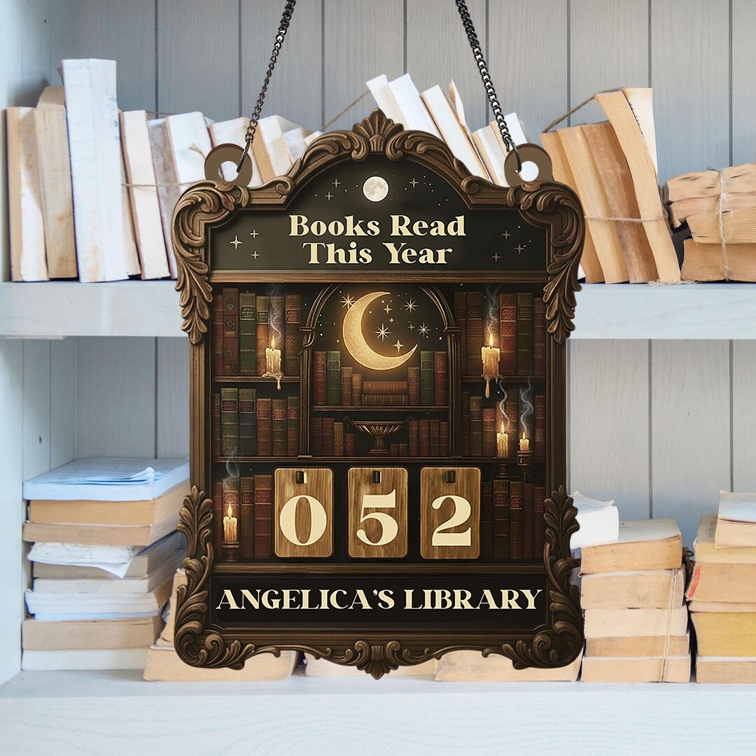 Custom Magical Book Reader Tracker, Retro Wooden Reading Goal Tracker ...