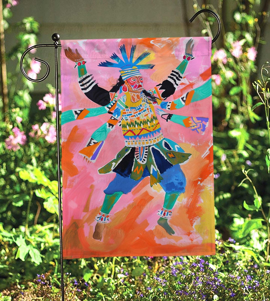 Native American Whimsical Dance Garden Flag, Native Indigenous Red Hand ...