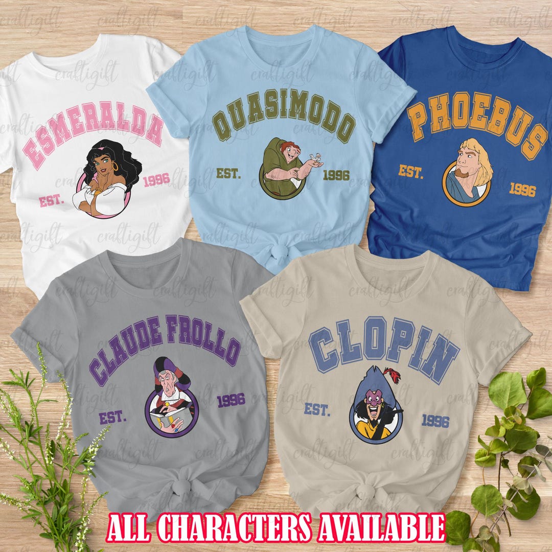 Retro Hunchback Notre Dame Group Shirt, Disney Quasimodo Princess ...
