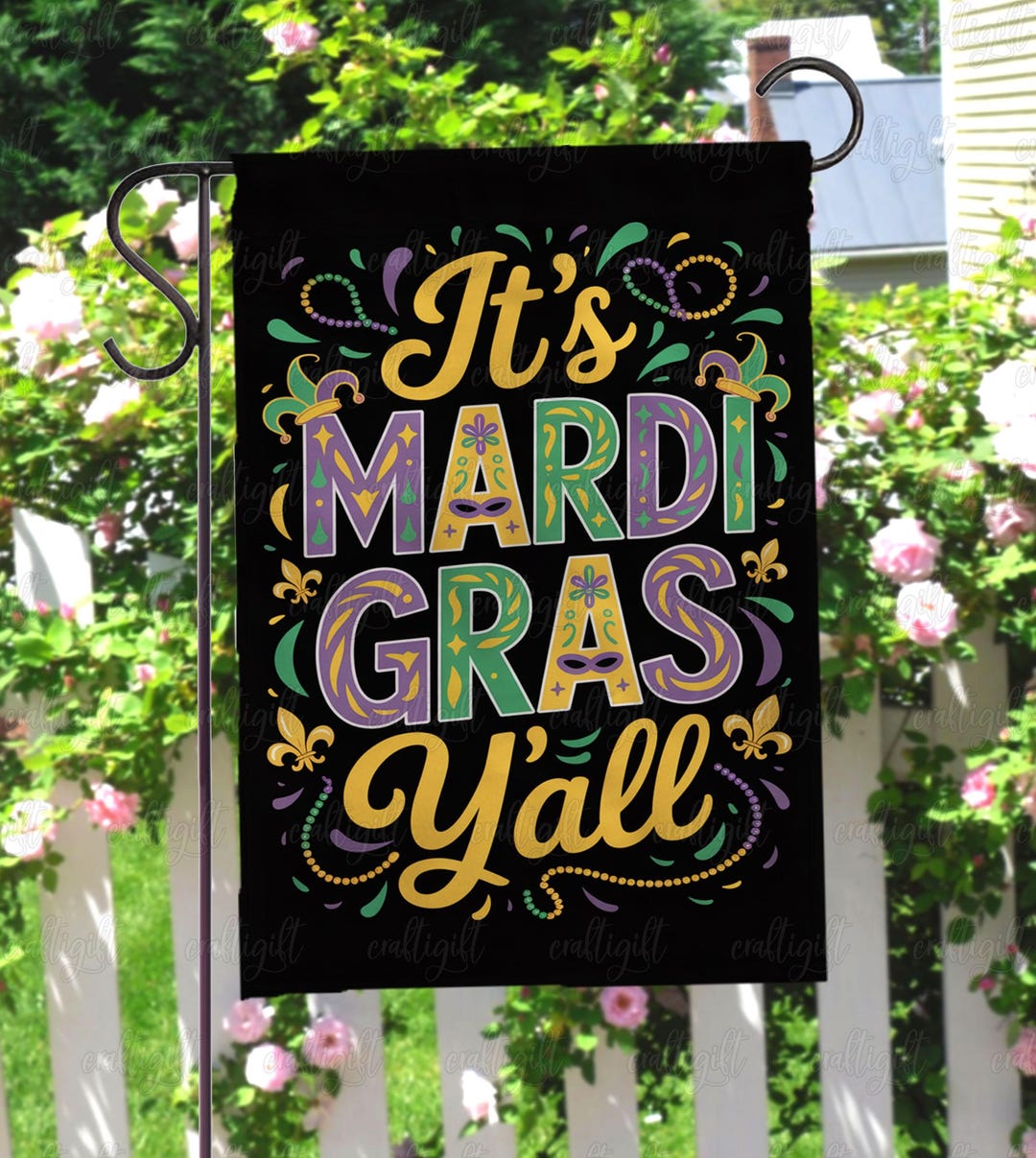 Louisiana Mardi Gras Home Flag, Bright Carnival Colors Garden Flag ...