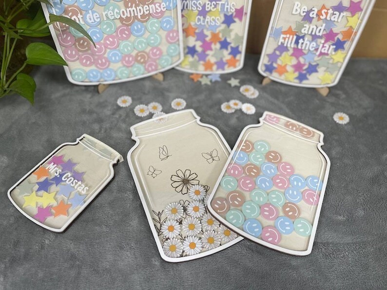 Customizable Reward Jar Magnetic Full Tokens, Token Jar System, Reward ...