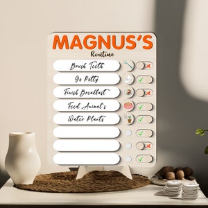 Personalized Wooden Daily Routine Chart, Visual Schedule, Kids Chore ...