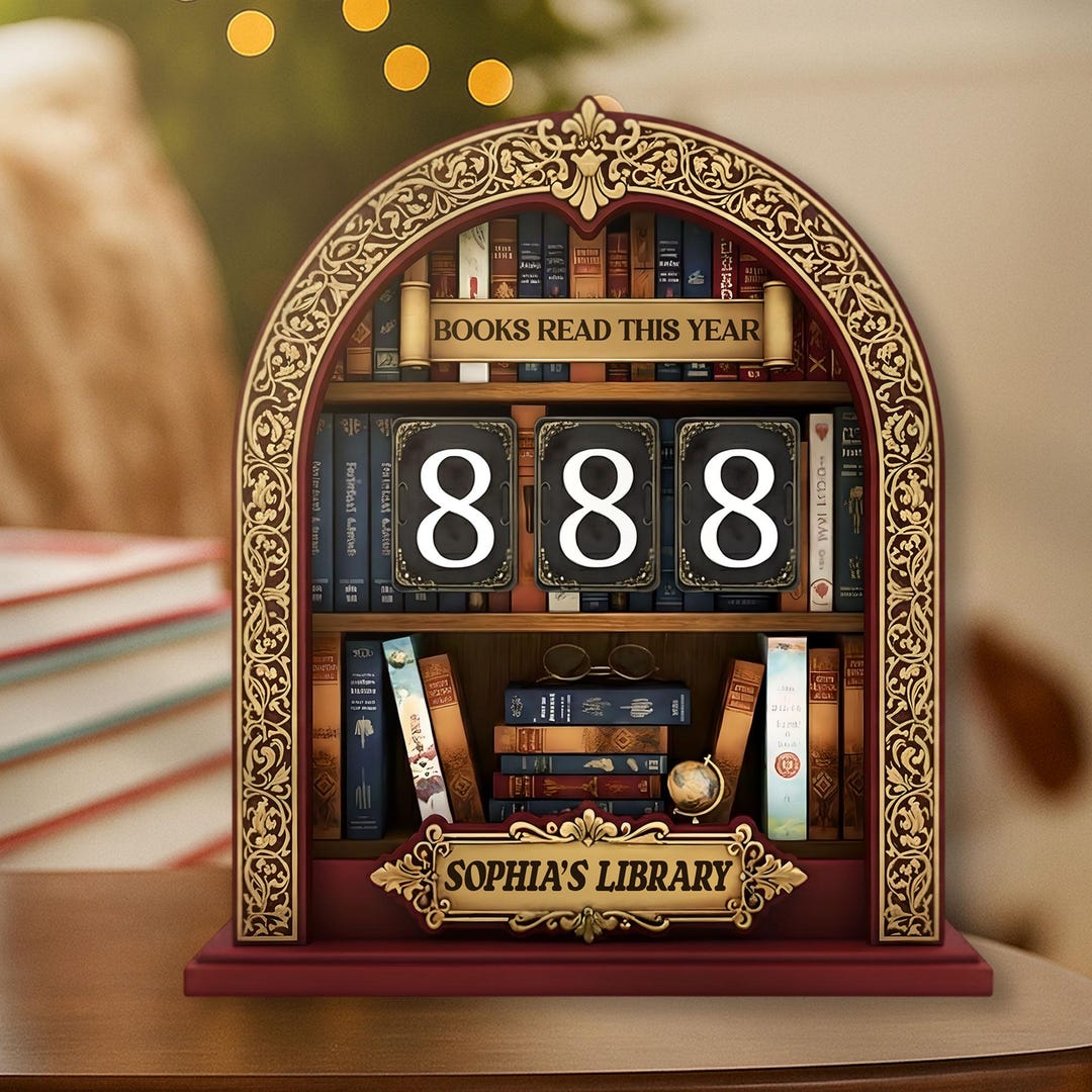 Castle Library Custom Book Read Tracker, Retro 90s Book Count Hanging ...