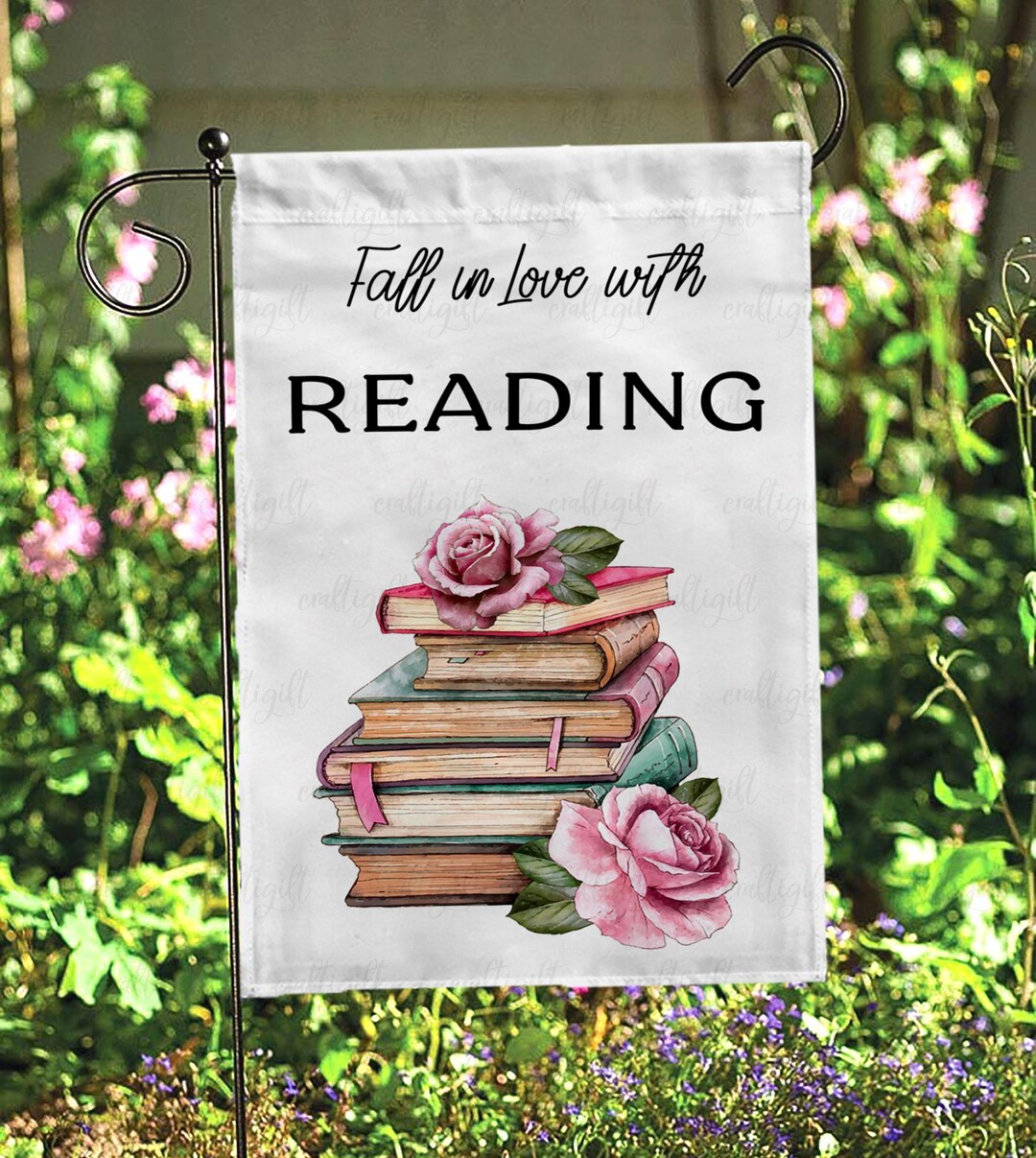 Retro Fall in Love With Reading Flag, Read Banned Books Garden Flag ...