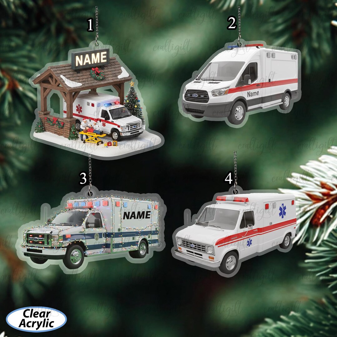 Custom Ambulance Car Ornament With Name, First Responder Christmas ...