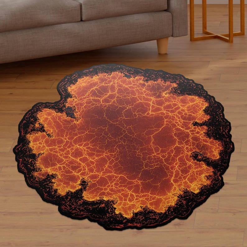 3D Printed Lava Volcano Crack Rug, Hot Lava Explosion Area Carpet ...