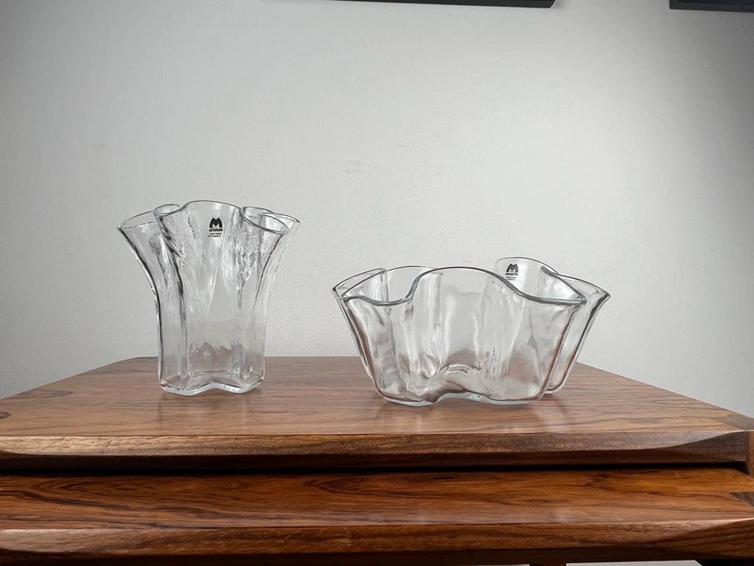 Muurla Finland Glass Vases and Glass Bowl Model Eva by Pertti ...