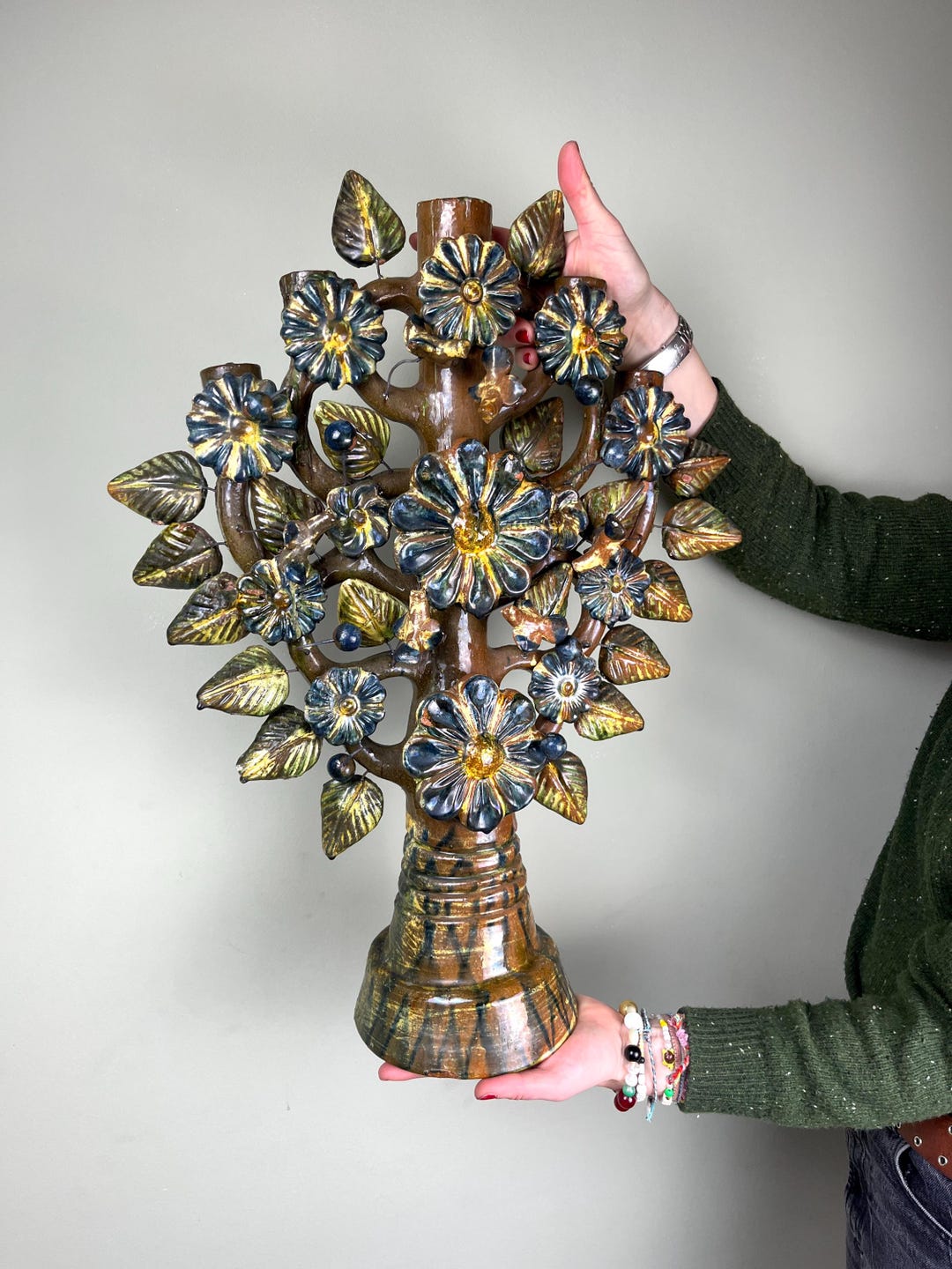 Giant Vintage Mexican Tree of Life Candelabra, 1970s Ceramic Candle ...