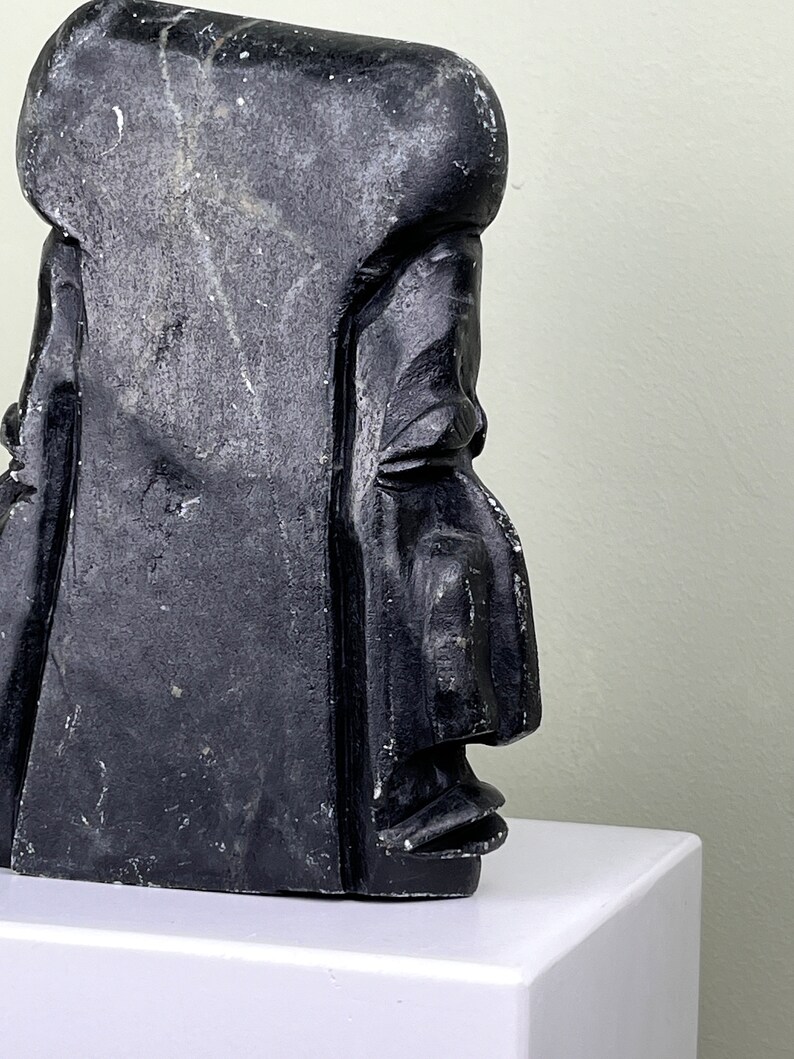 Inuit Figure Faces I Signed I Vintage Stone Carved Eskimo Figure I ...