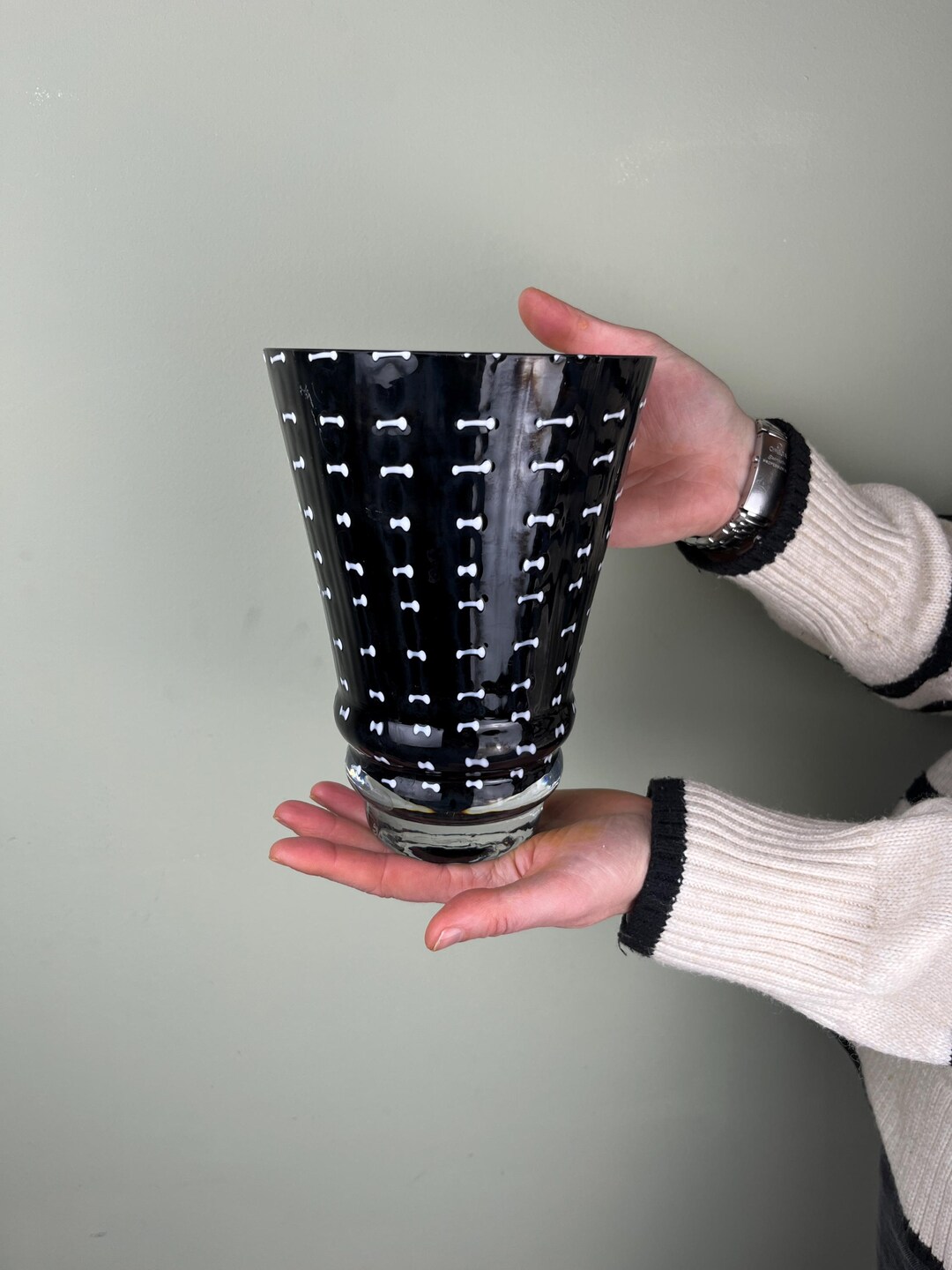 Rosenthal Studio Line Vase - Large Glass Vase in Black & White | Mid ...