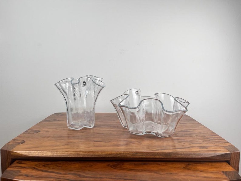 Muurla Finland Glass Vases and Glass Bowl Model Eva by Pertti ...
