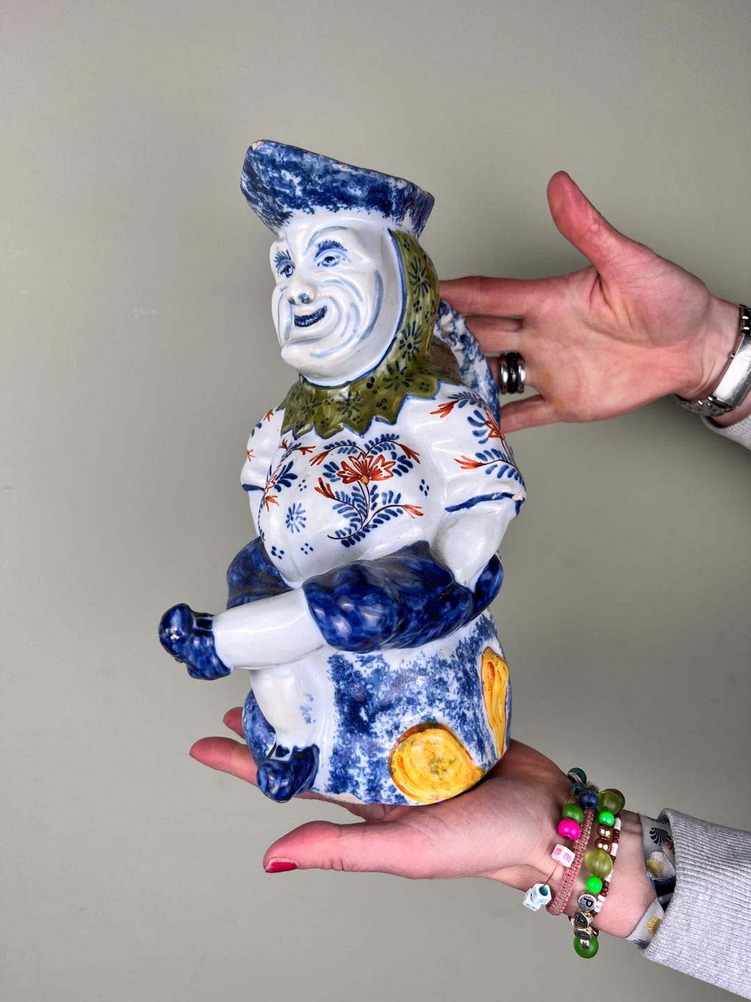 Jug I Faience Figurine Jug, Delft I Delft Toby Jug - Late 19th Century ...