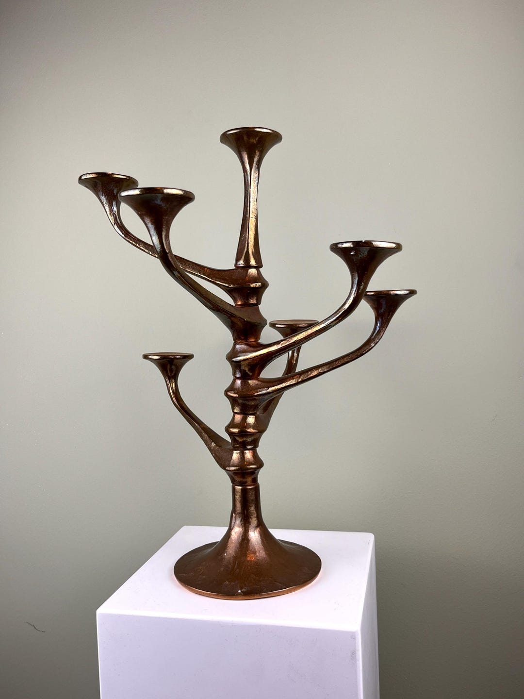 Michael Harjes Candlestick Bronze I Sculptural Danish Modern Brutalist ...