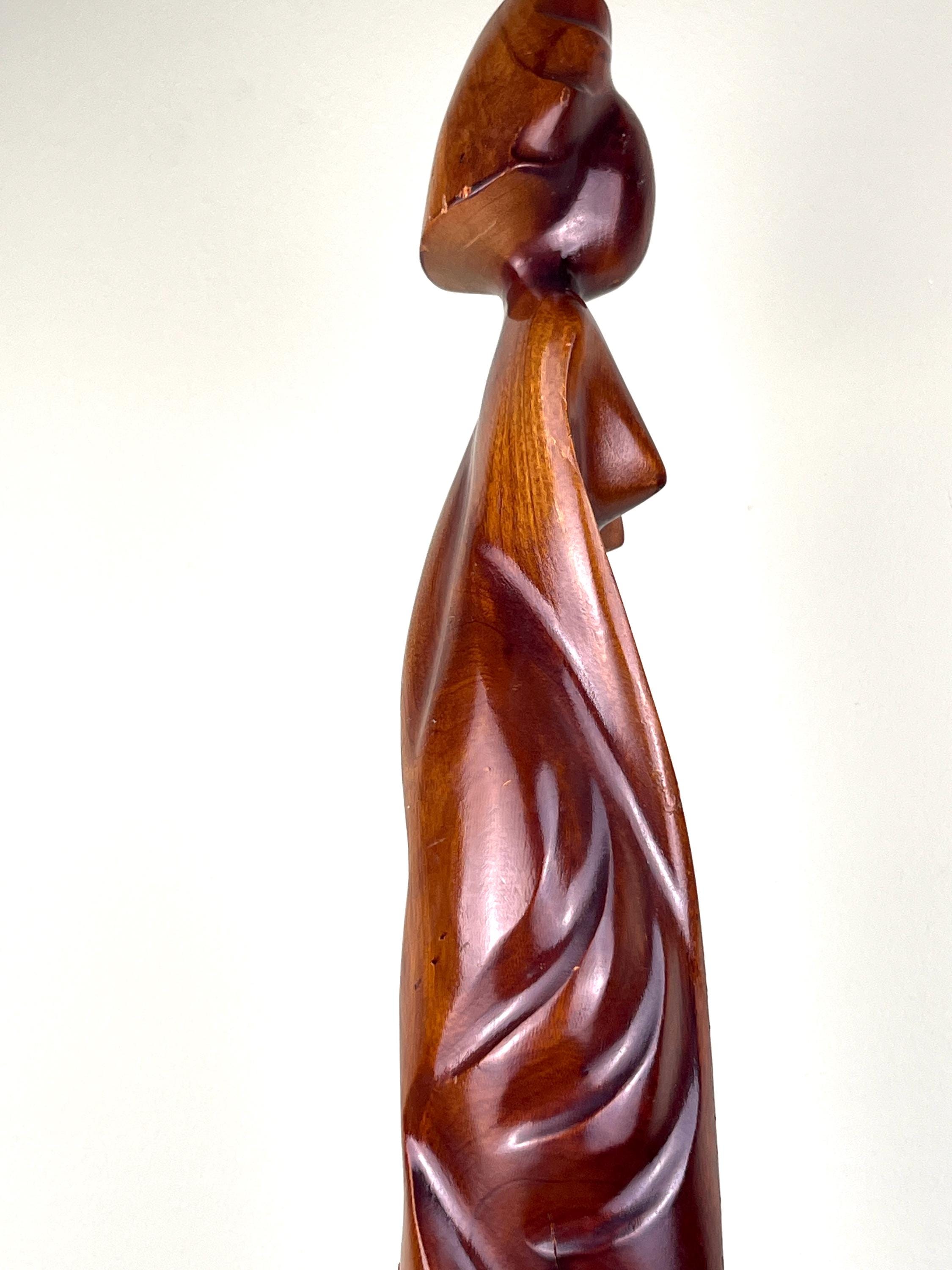 Large Wooden Figure Sculpture Mahogany, Dominican Republic, 50 Cm ...