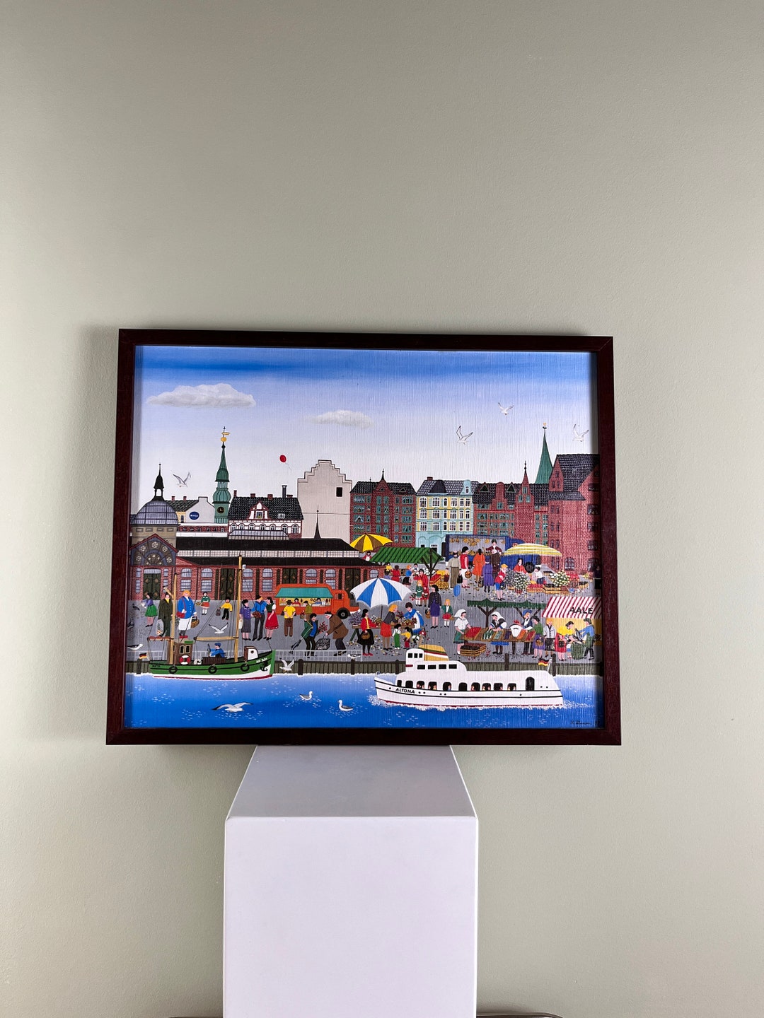 Oil Print / Oleography by Helga Petersen "st. Pauli Fish Market ...