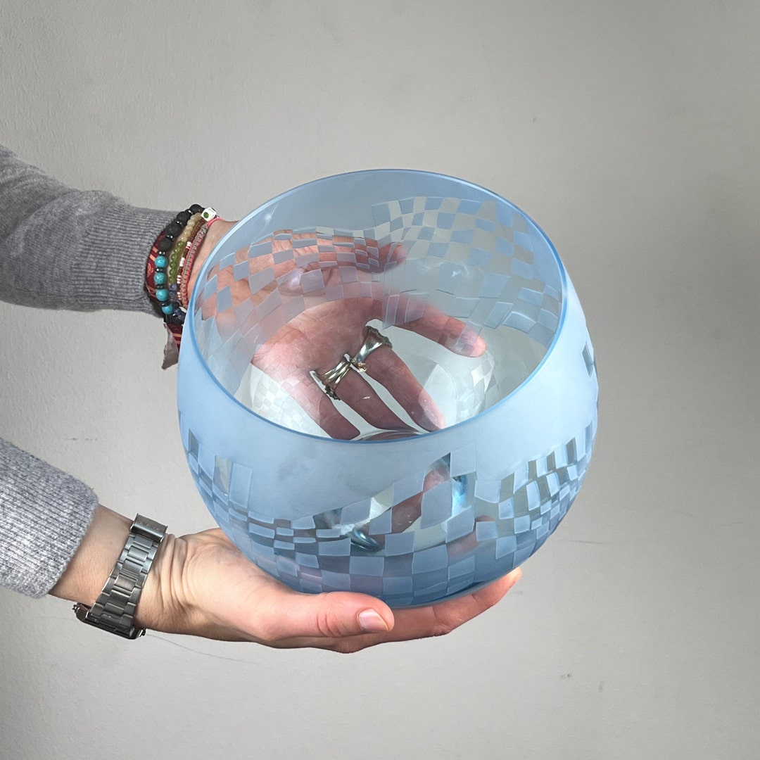 Blue Glass Bowl Signed KK Attributed to Kosta Boda - Etsy