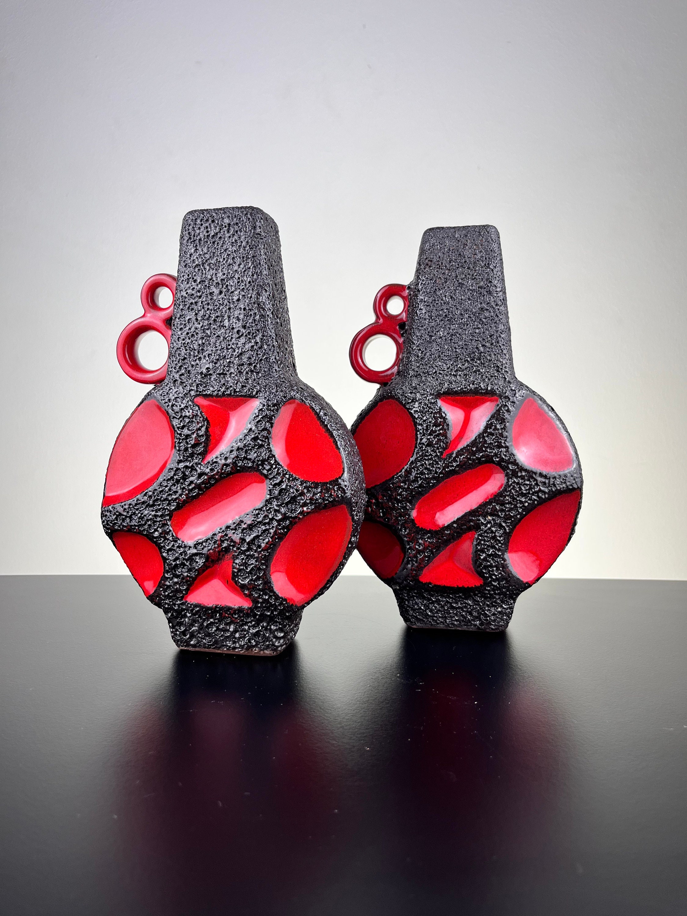 Roth Ceramic Fat Lava Vase Model banjo 313, Red Black Germany 22 Cm ...