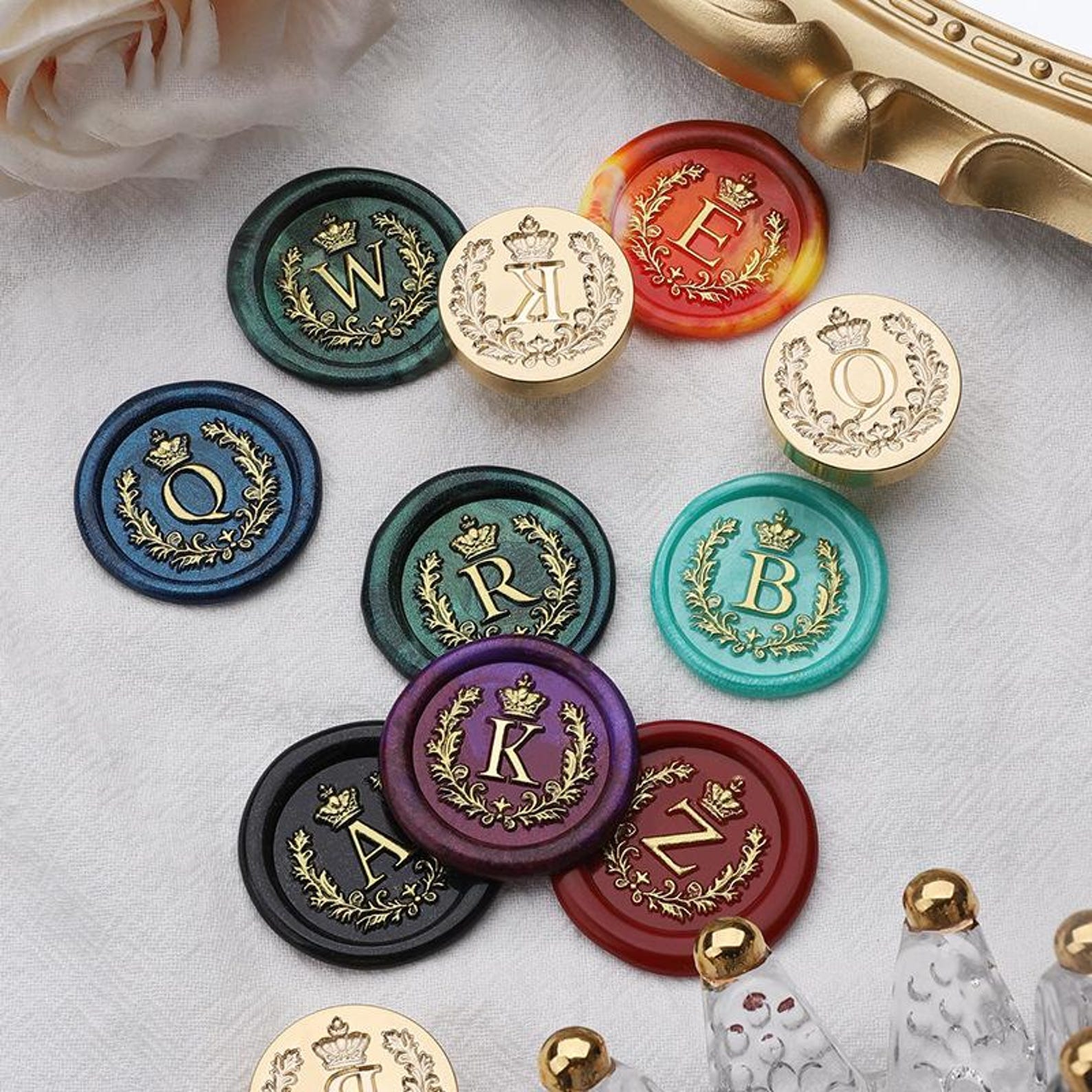 Embossed Laurel Wreath Letters Series | Wax Seal Stamp | Embossed ...
