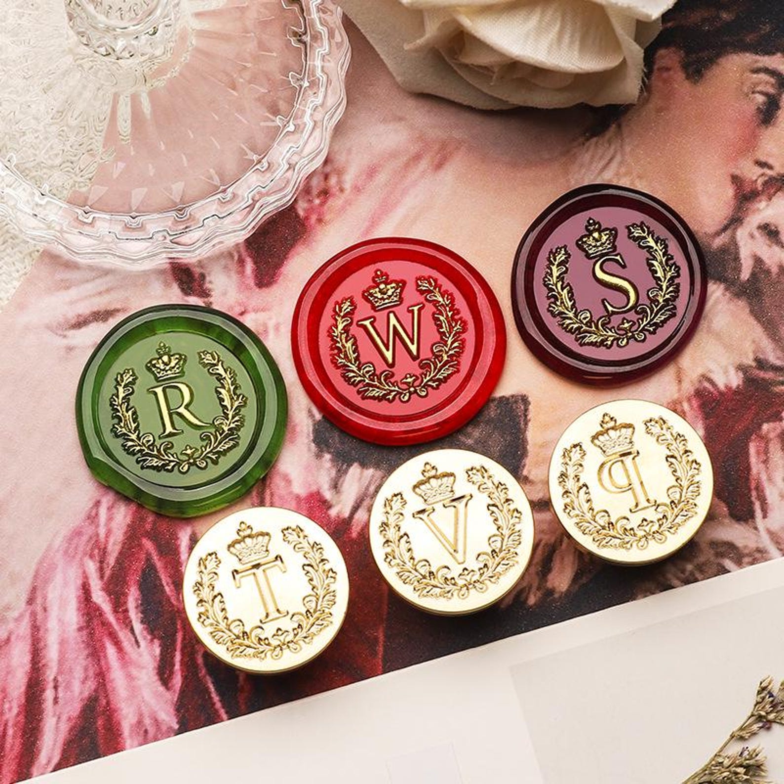 Embossed Laurel Wreath Letters Series | Wax Seal Stamp | Embossed ...