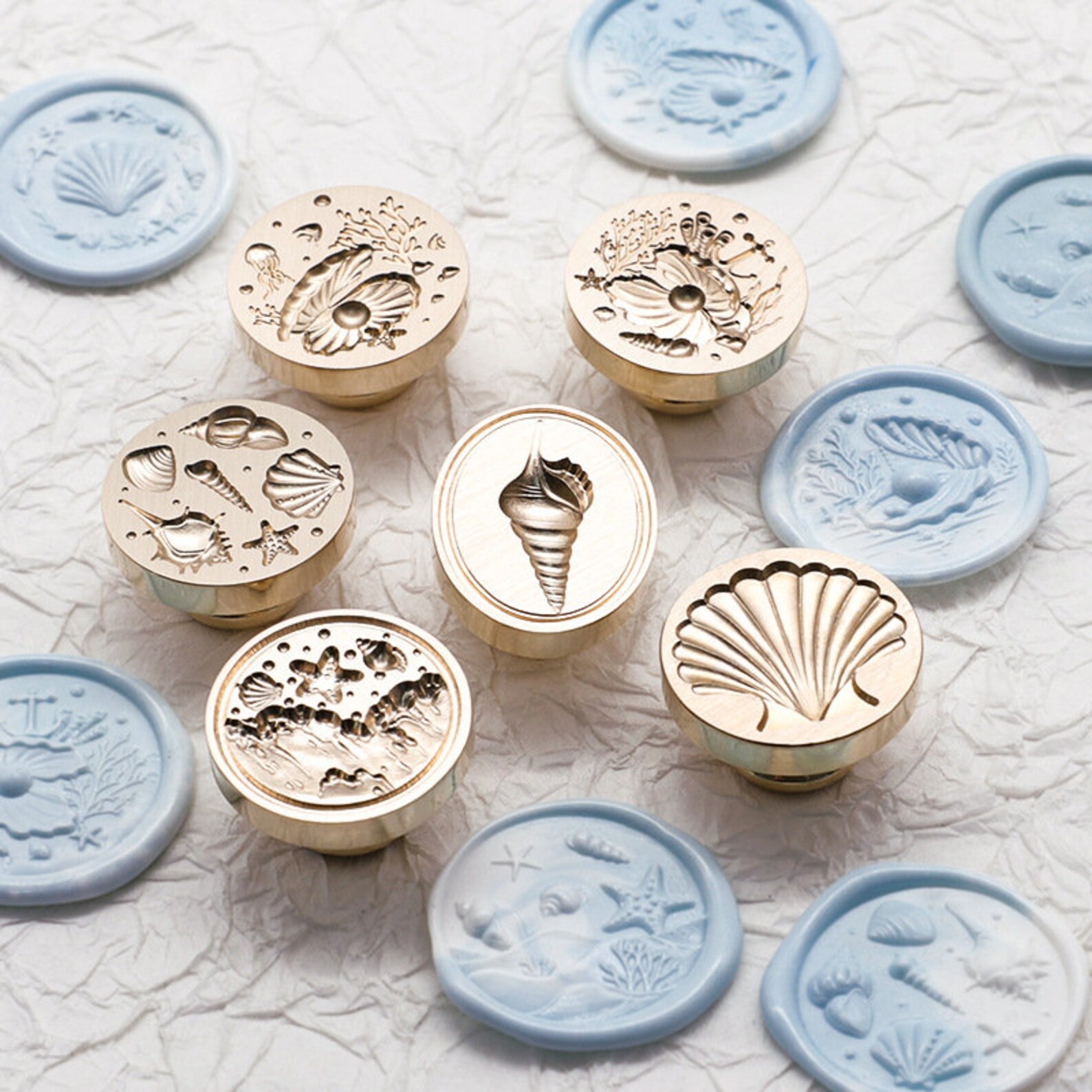 Sea Shells Series | Wax Seal Stamp | Embossed Copper Head | Metal Stamp ...
