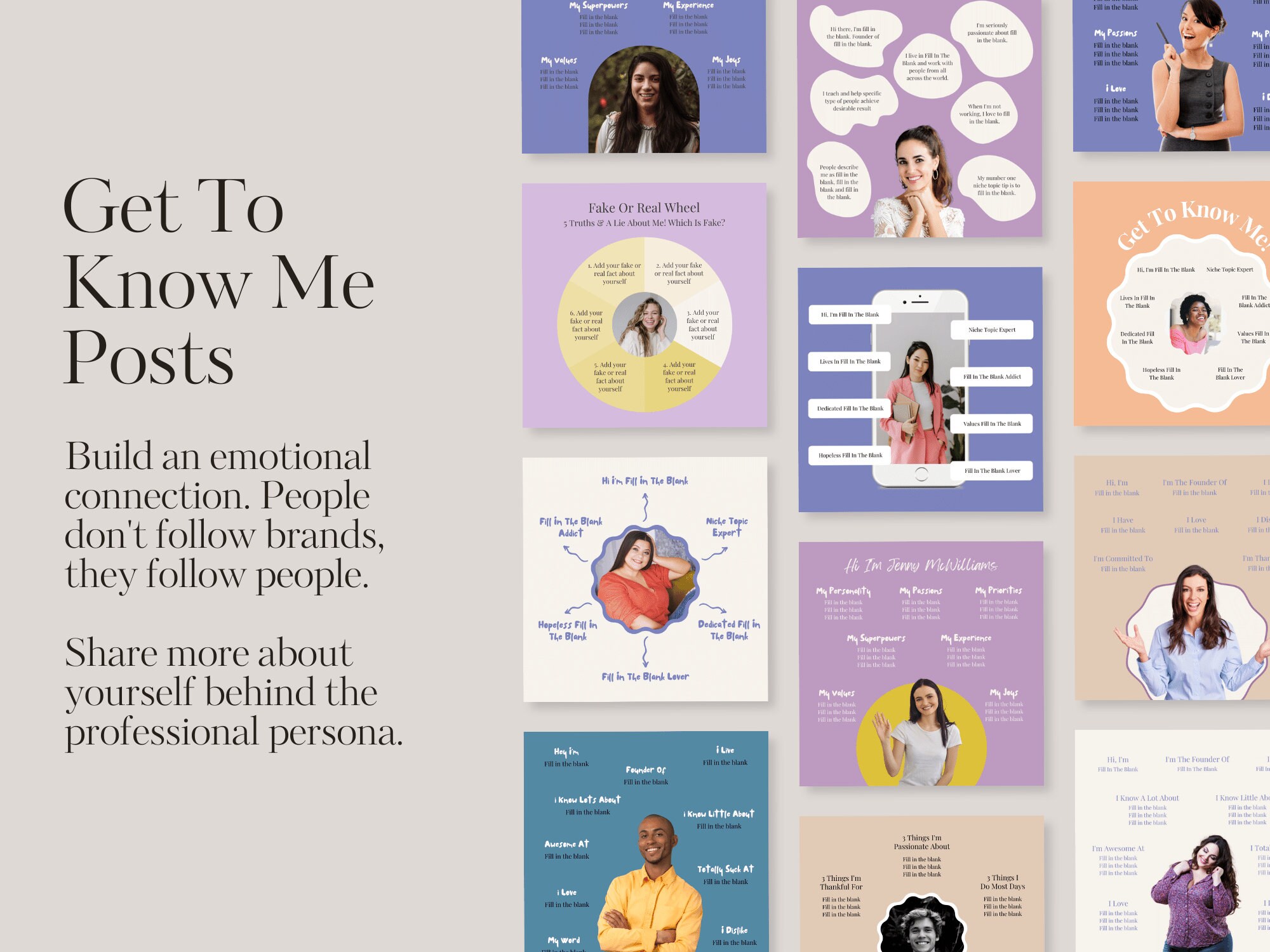 Get to Know Me Instagram Post Canva Templates - Etsy
