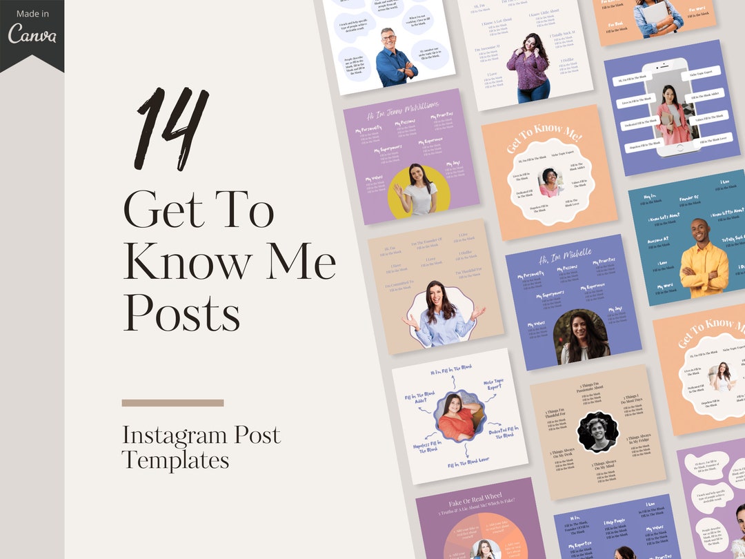 Get to Know Me Instagram Post Canva Templates - Etsy