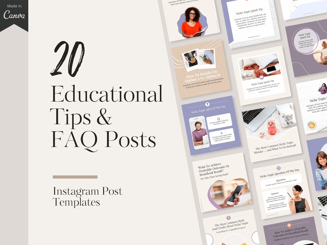 Educational Tips & FAQ Instagram Post Templates - Etsy
