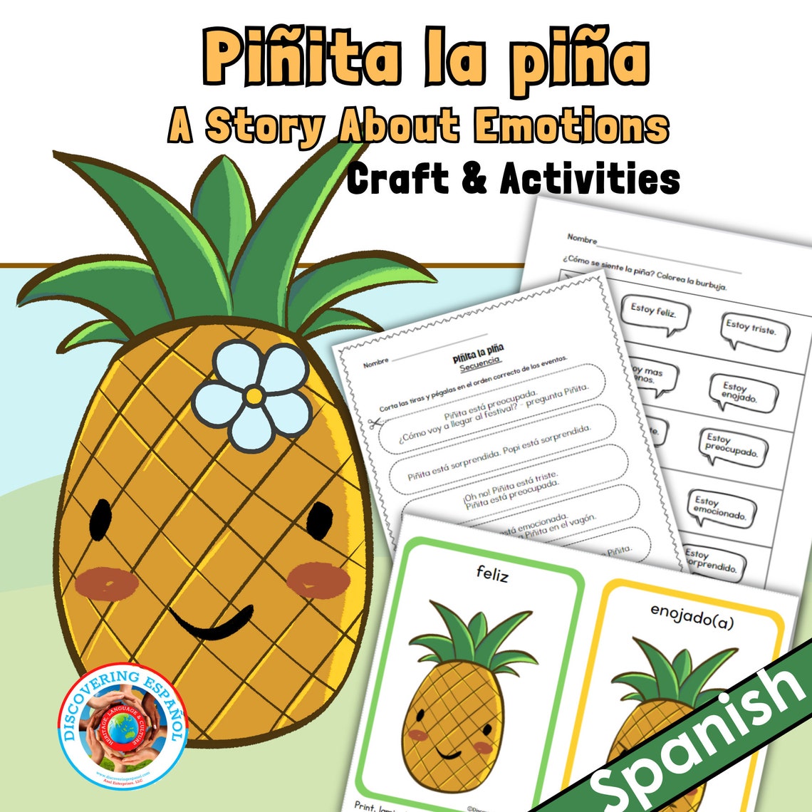 Emotions Spanish Story Worksheet & Activities Emociones: Piñita the ...