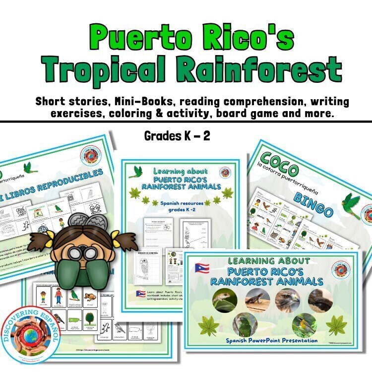 SPANISH Puerto Rico's Rainforest Animals Bundle Grades K - 2 - Etsy