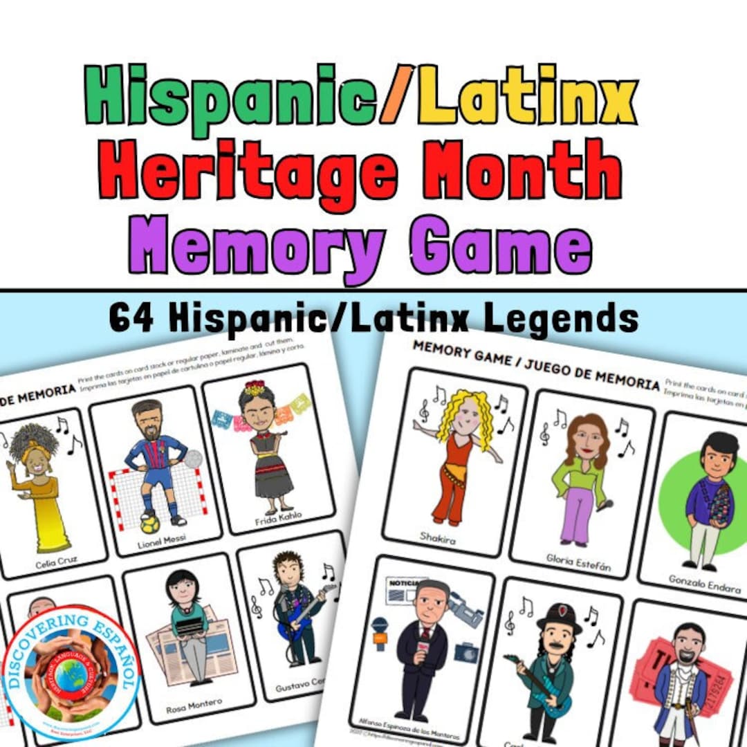 Hispanic Heritage Month Memory Game Activity - Etsy