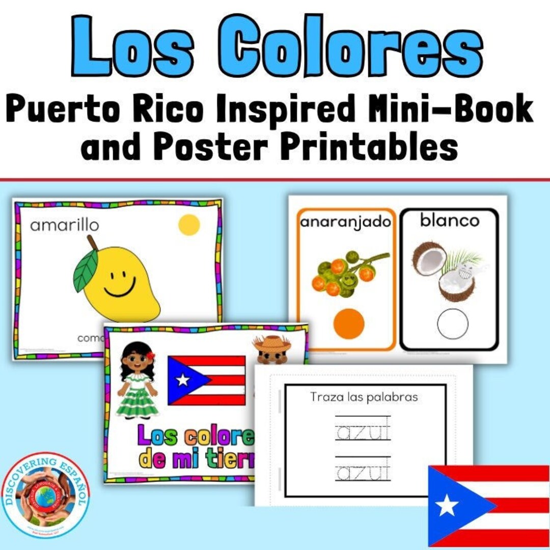 SPANISH Colors Puerto Rico Mini-book and Posters - Etsy