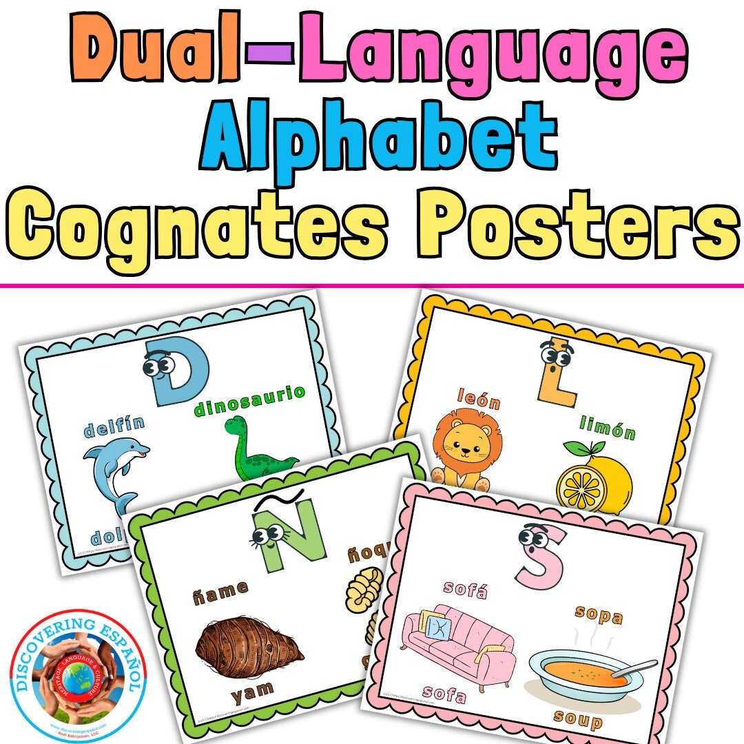 Bilingual Cognates Spanish and English Alphabet Posters - Etsy