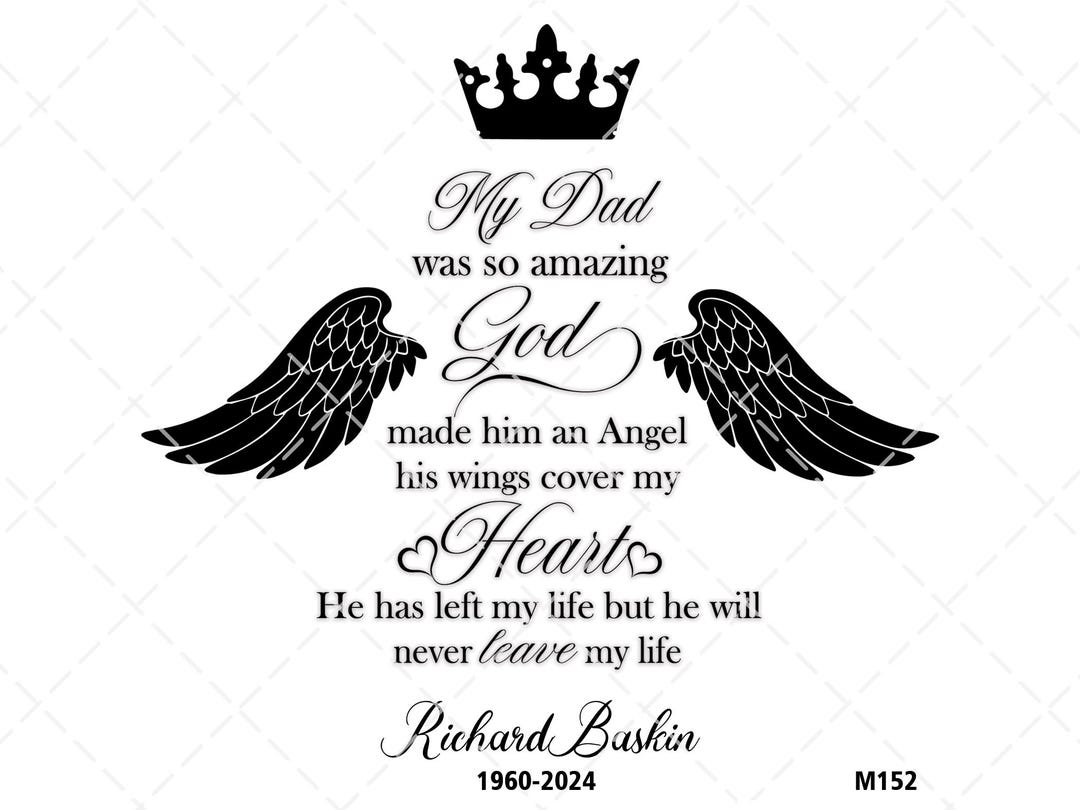 God Made My Dad an Angel King Dad Svg Png in Loving Memory Quote for ...