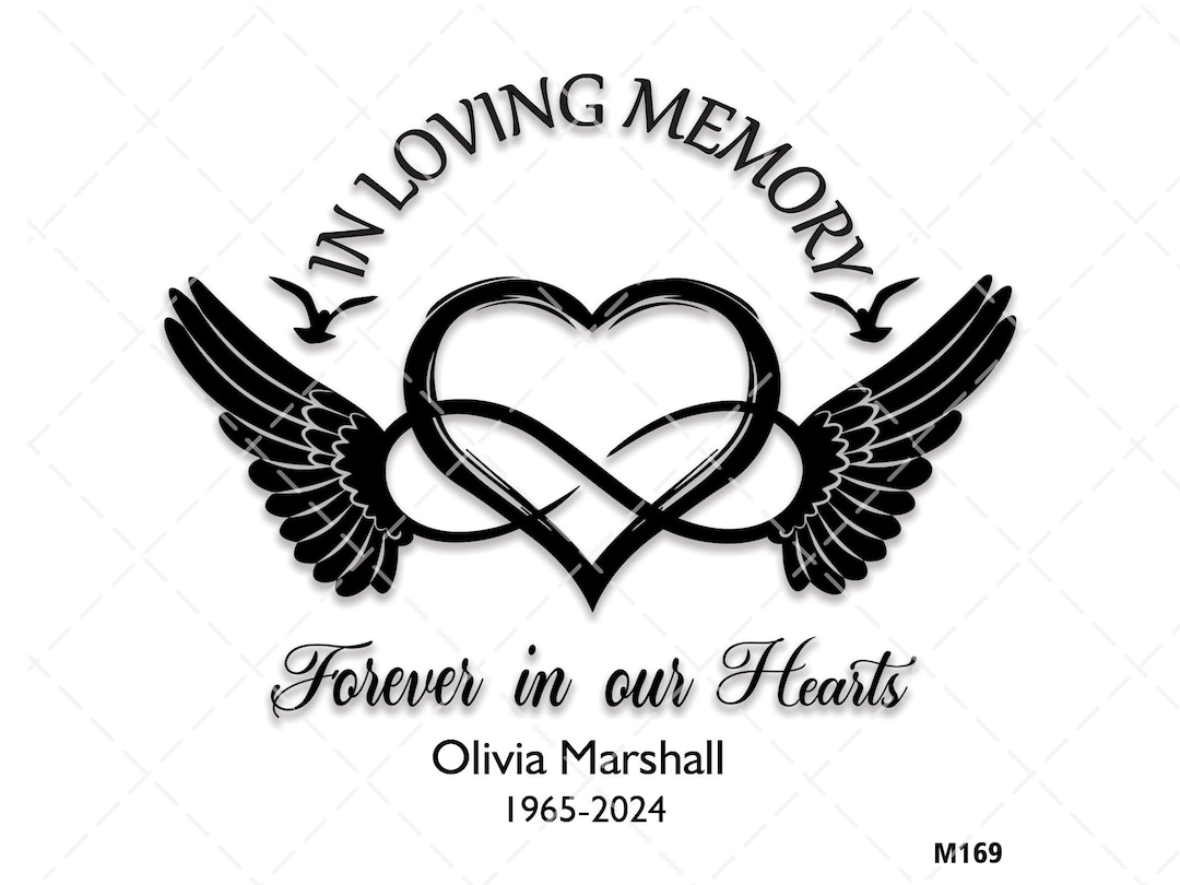 In Loving Memory Heart With Forever and Angel Wings SVG PNG Forever in ...