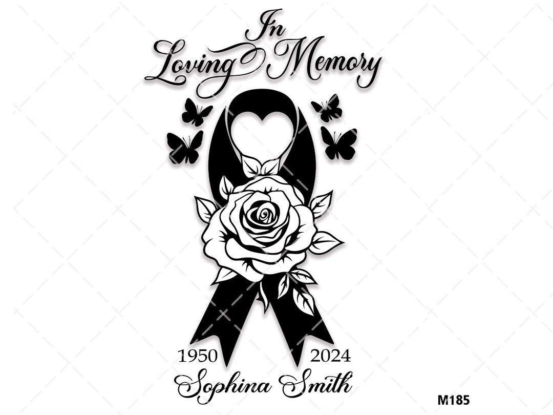 Cancer in Loving Memory Ribbon With Rose, Personalized Name SVG PNG ...