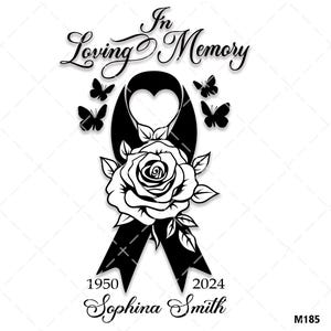 Cancer in Loving Memory Ribbon With Rose, Personalized Name SVG PNG ...
