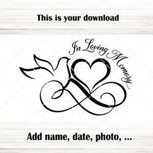 In Loving Memory Dove Heart SVG PNG, Memorial Gift (digital Download ...