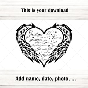 Goodbye Are Not Forever Goodbye Are Not the End Memorial Heart With ...