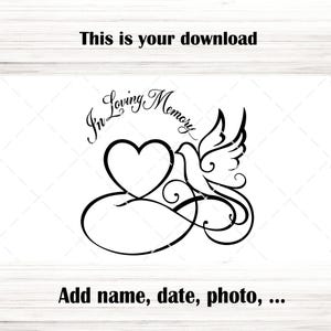 Memorial Dove Photo Frame SVG PNG, in Loving Memory (digital Download ...