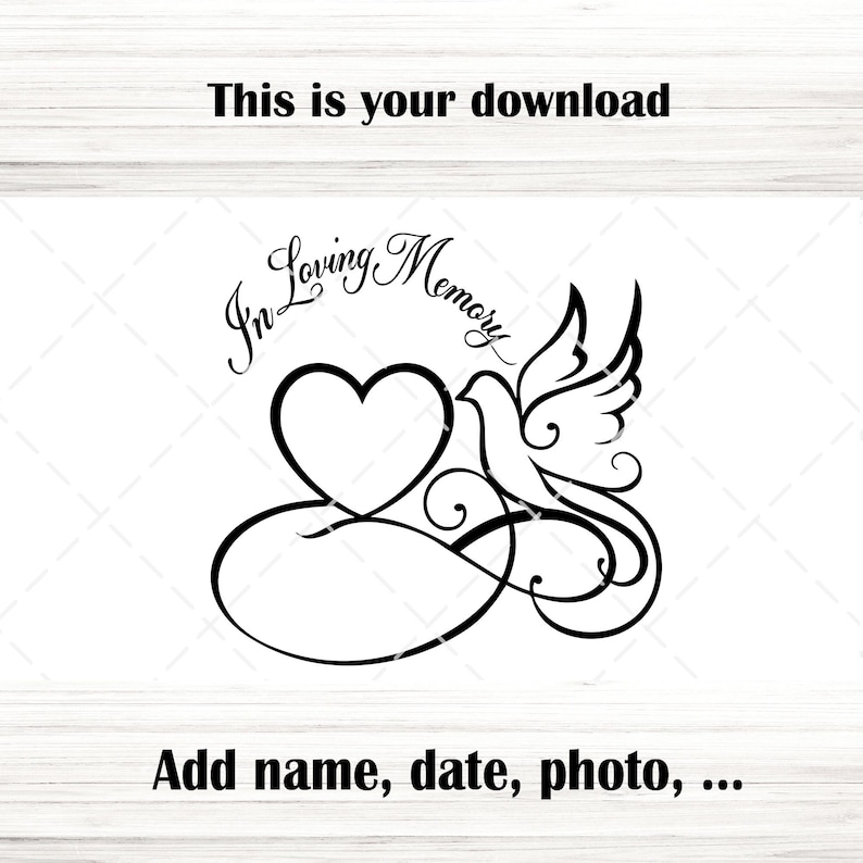 Memorial Dove Photo Frame SVG PNG, in Loving Memory (digital Download ...